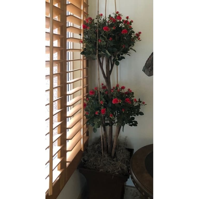 5' Artificial Mini Rose Silk Tree in Black Pot - Bed Bath & Beyond ...