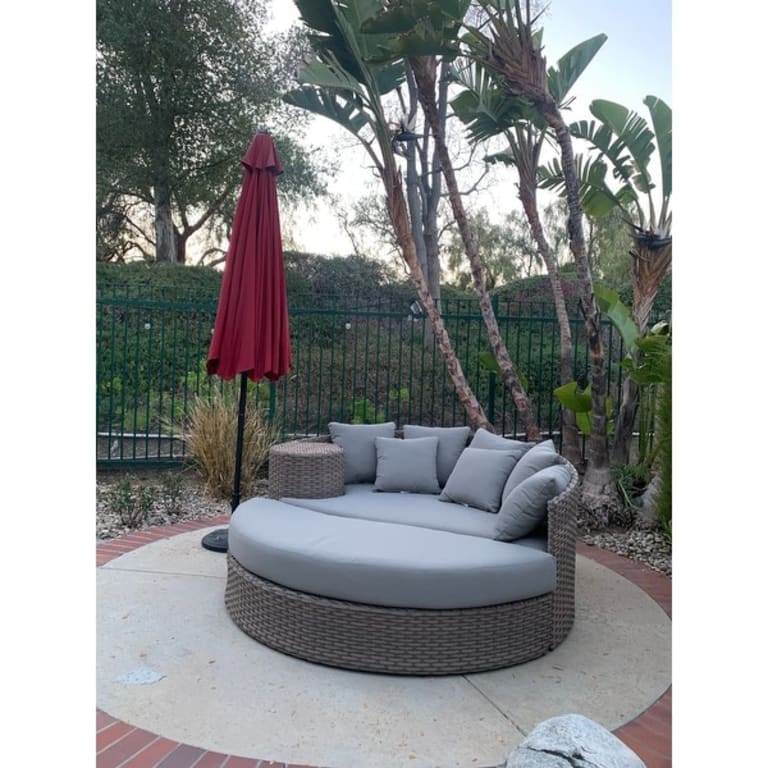 Oasis Circular Sun Bed - Outdoor Wicker Patio Furniture - Bed Bath ...