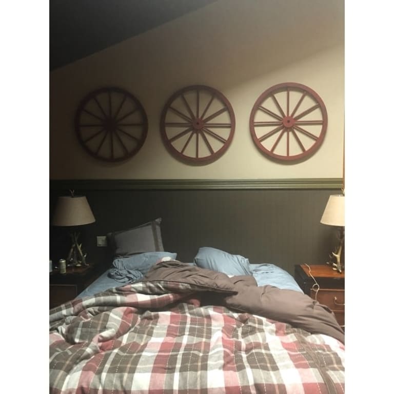 The Gray Barn Zephyr Grange Wooden Wagon Wheel with Antique Red Finish ...