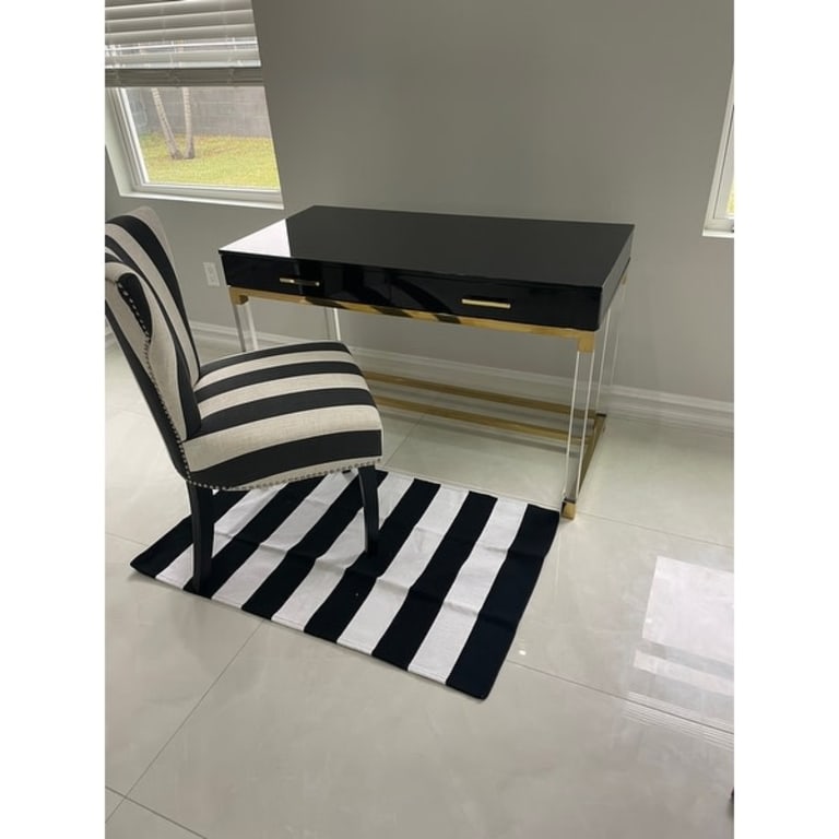 Alvaro High Gloss Writing Desk with Acrylic Legs - Bed Bath & Beyond ...