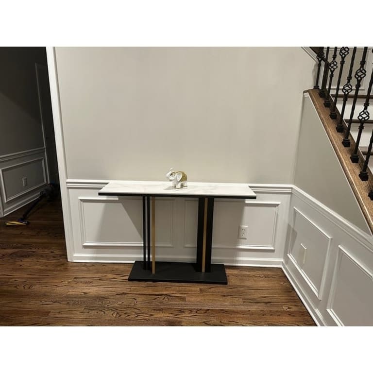 Modern Luxury Marble Console Table Sintered Stone Tables Geometric Line ...