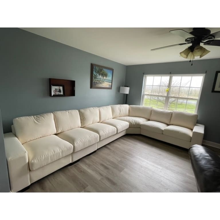 Lionel White Cotton Fabric Down-Filled L-Shaped Sectional by iNSPIRE Q ...