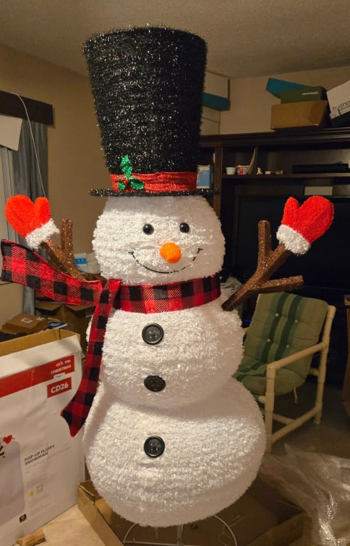 Outdoor Pre-Lit Pop-Up Fluffy Snowman 6' | Holiday Décor | At Home