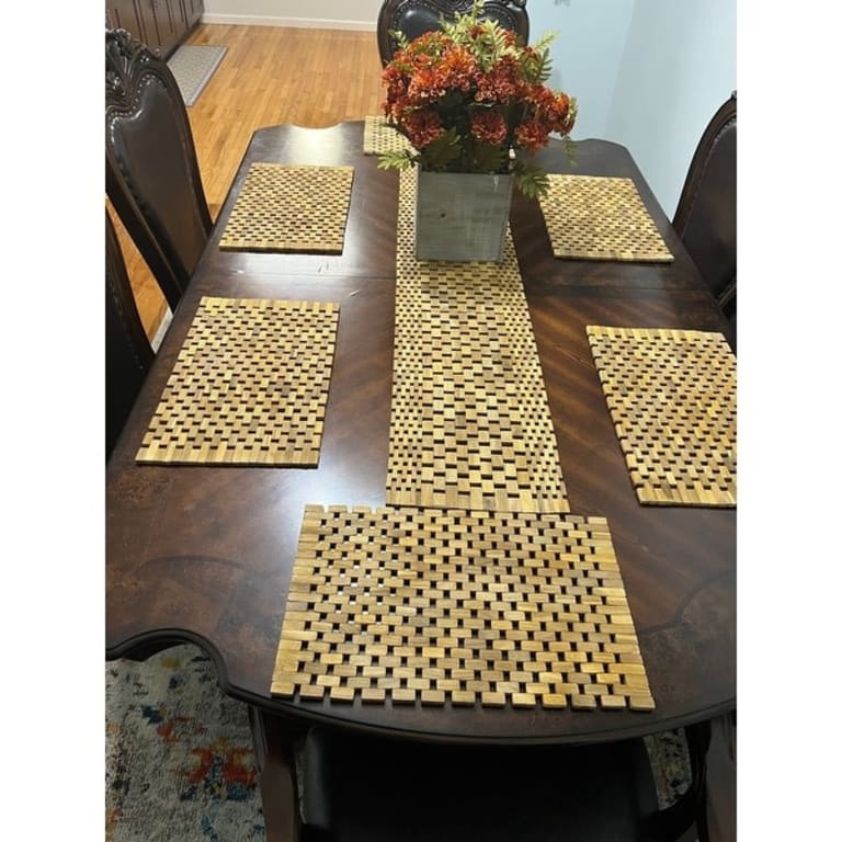 Handmade Teak Table Runner (Indonesia) - On Sale - Bed Bath & Beyond ...
