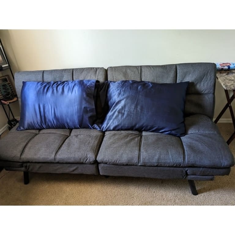 Modern Linen Futon with Memory Foam and Adjustable Armrests - On Sale ...