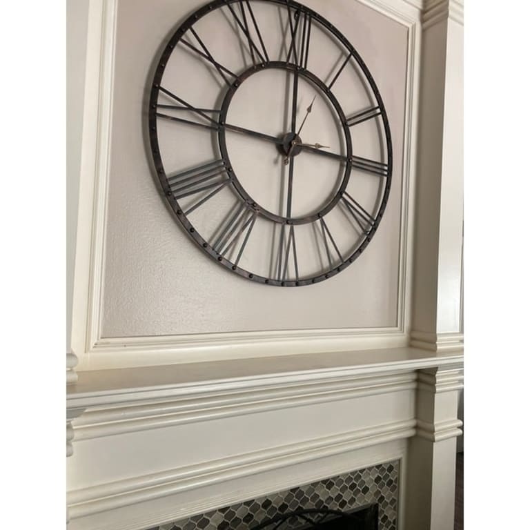 Utopia Alley Oversize Rivet Roman Industrial Wall Clock, 45" Diameter ...