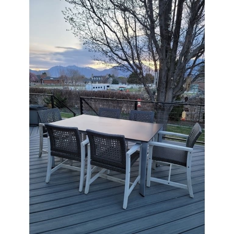 Hampton Outdoor Acacia Wood and Wicker Dining Chair (Set of 2) by ...