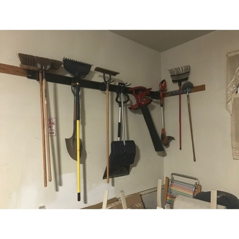 RightHand Garage Tool Storage Rack, 8 Piece Wall Mounted Garden Tool ...