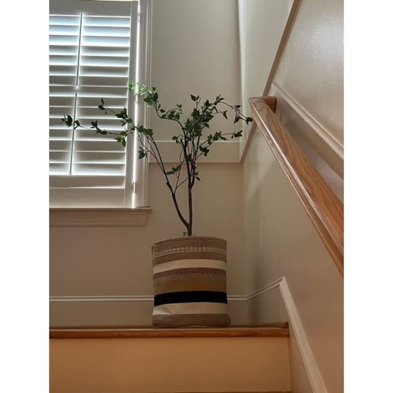 Soft-Sided Cotton Wool Storage Basket Storage with Stripes, Multicolor ...