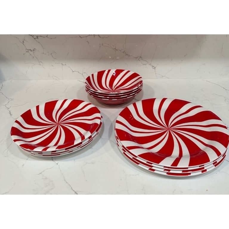 UPware 12-Piece Melamine Dinnerware Set, Includes Dinner Plates, Salad ...