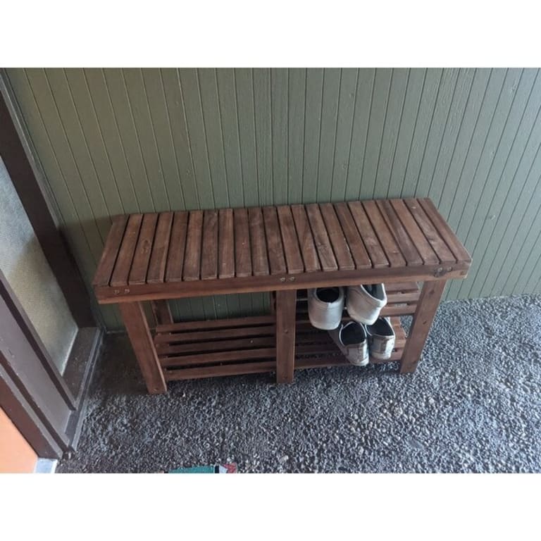 HomCom 3-Tier Acacia Wood Rustic Country Entryway Bench With Shoe ...