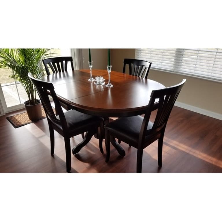 East West Furniture 5 Piece Dining Table Set- an Oval Kitchen Table and 4 Kitchen Dining Chairs ...