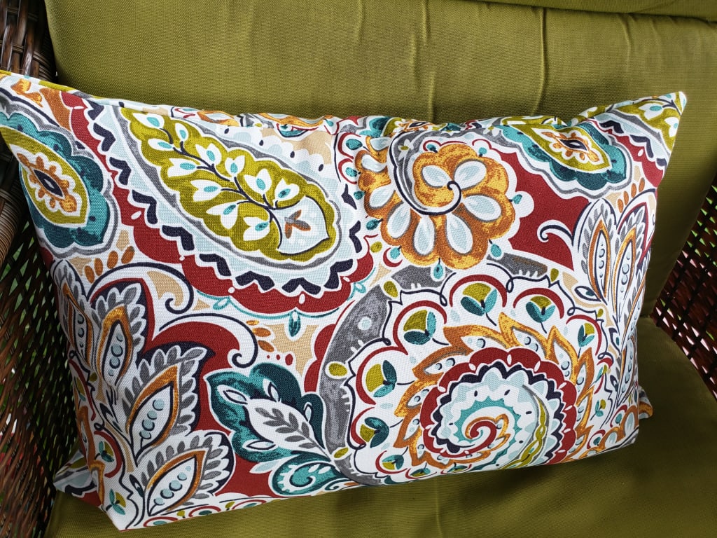 Paisley Chili Lumbar Outdoor Throw Pillow, 14x20 | At Home