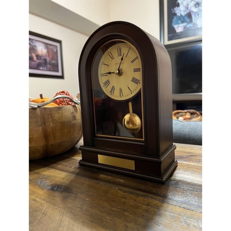 Bulova Clocks B7467 Hardwick Decorative Wooden Table Top Pendulum Clock ...