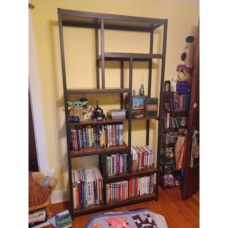 7 Tier Bookshelf, 78.7 inch Tall Bookcase with 10 Open Storage Shelves ...