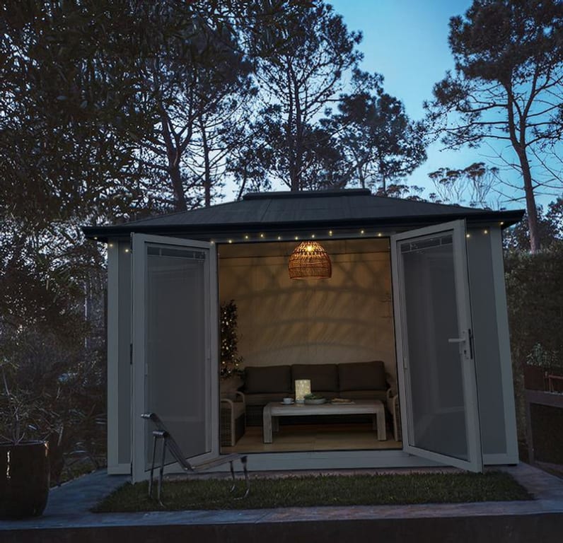 Sunjoy Outdoor Beyond Shed, Backyard Office, Multipurpose Outdoor Room ...