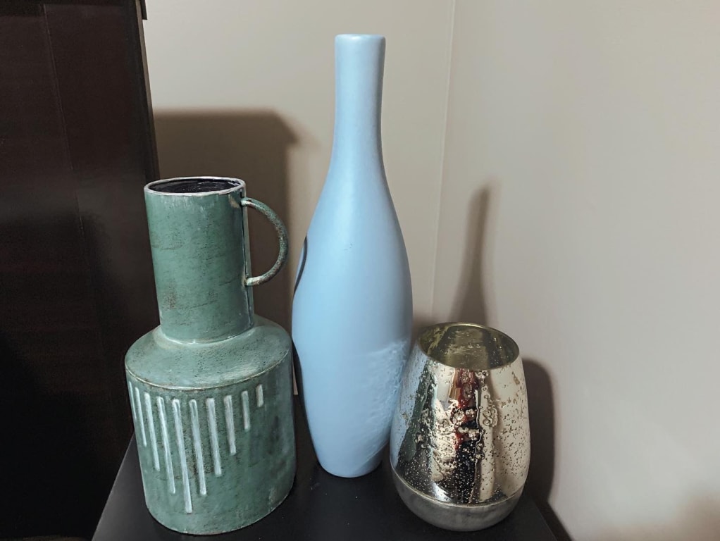 Silver Mercury Glass Vase, 7"