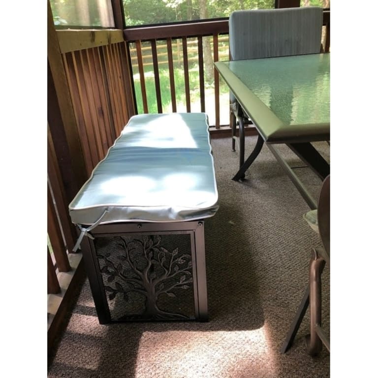 48 in. Tree of Life Black Straight Metal Backless Bench - Bed Bath ...