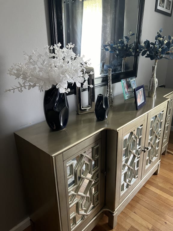 Silver Rectangular Cutout Ceramic Vase, 15"