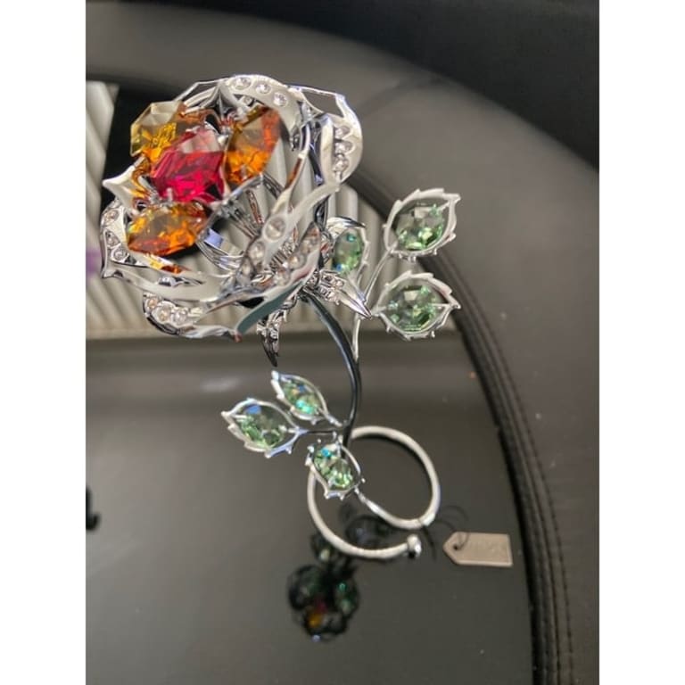 Matashi 24K Rose Flower with Matashi Crystals Metal Floral Arrangement ...