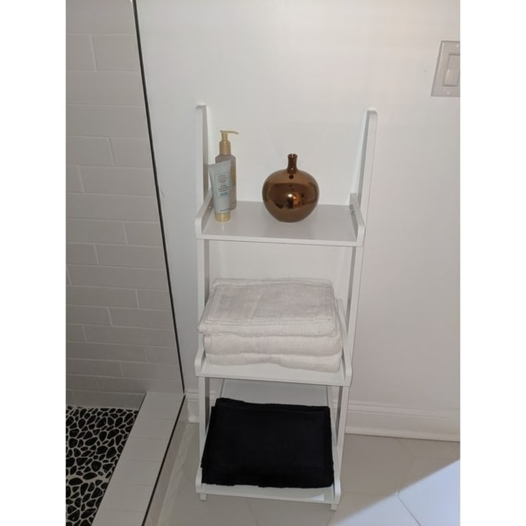 Costway 3 Tier Leaning Wall Ladder Book Shelf Bookcase Storage Rack ...