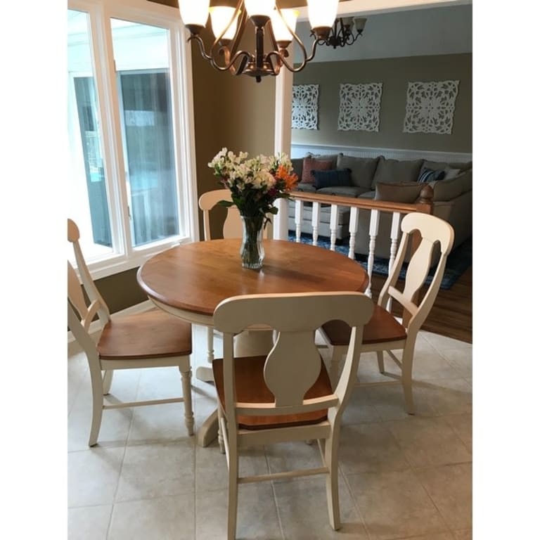 Iconic Furniture Antiqued Caramel/ Biscotti Round Dining Table - Bed Bath & Beyond - 10123907