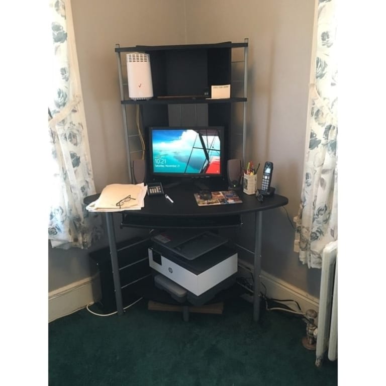 HOMCOM Arch Tower Computer Desk Compact Modern Home Office Writing ...