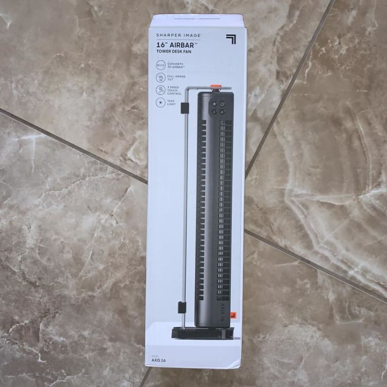 Sharper Image AXIS 16 Airbar Tower Desk Fan with Task Light - Bed Bath ...