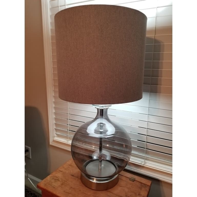 StyleCraft Saco Smoked Glass Globe Table Lamp with Acrylic Base - Bed ...