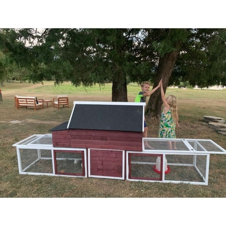 PawHut 114" Modular Wooden Backyard Chicken Coop With Nesting Box And ...