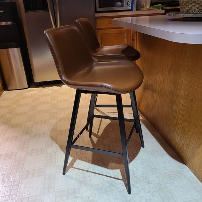 LUE BONA Metal Frame Bar Stools Counter Height Stools with Faux Leather ...