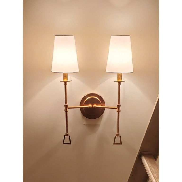 Modern Two 2-Light Wall Sconce with Shade in Antique Gold - On Sale ...