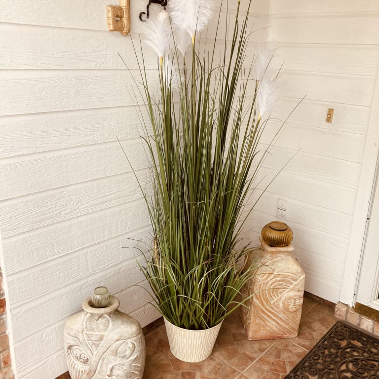 Green Grass Bundle with Metal Planter, 72.5"