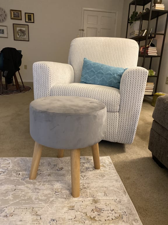 Emmy Navy Velvet Stool | At Home