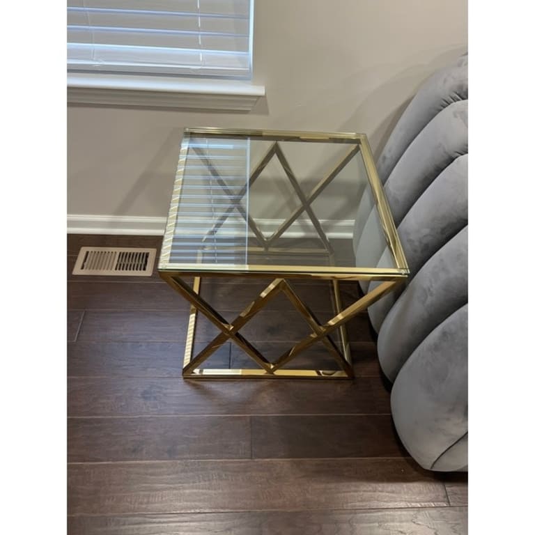 Best Master Furniture Clear Glass Gold Square End Table - Bed Bath ...