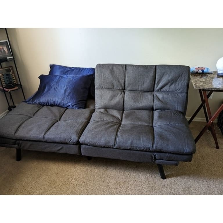 Modern Linen Futon with Memory Foam and Adjustable Armrests - On Sale ...