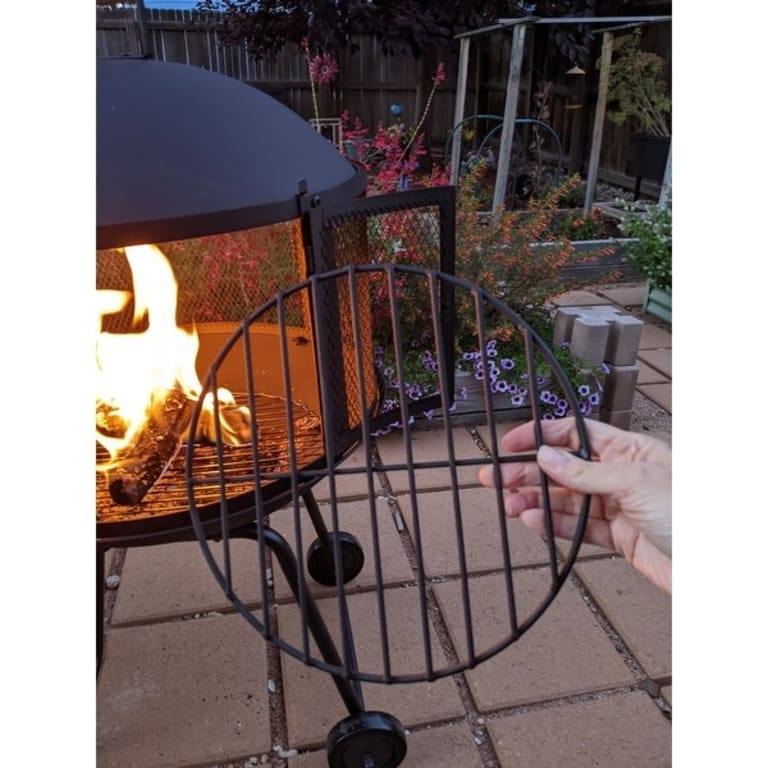 Gymax 28'' Patio Rolling Fire Pit Wood Burning Firepit w/ Wheels - See ...