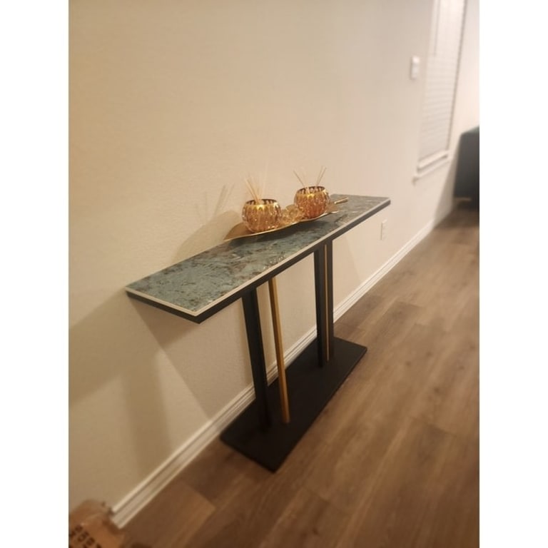 Modern Luxury Marble Console Table Sintered Stone Tables Geometric Line ...