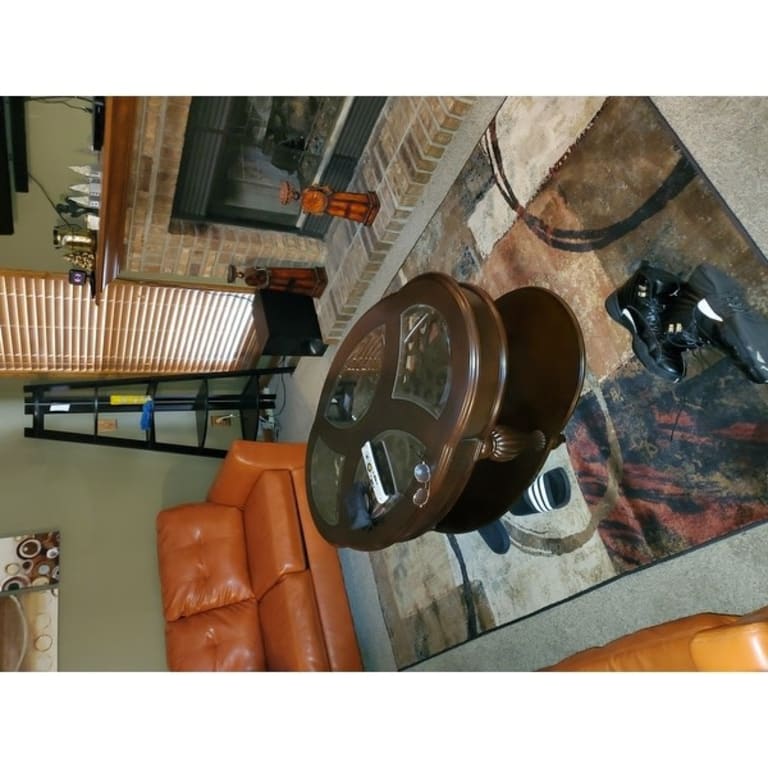 Zerathe Traditional Cherry 54-inch Glass Top Insert Coffee Table by ...