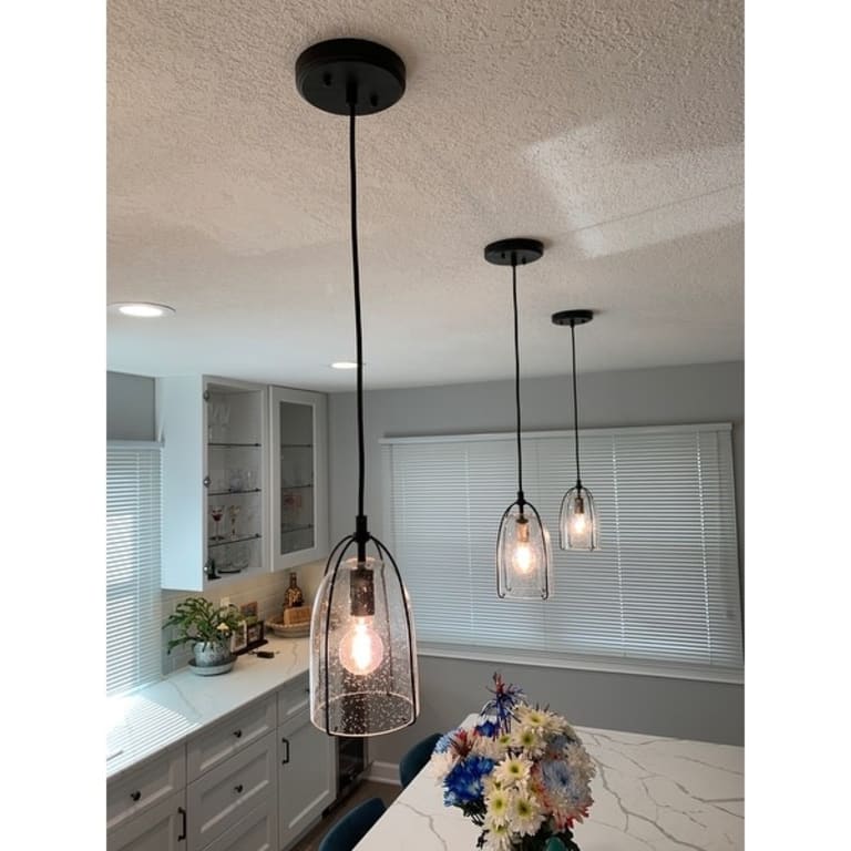 Modern Farmhouse Mini Pendant 1-light Kitchen Lights Cage Seeded ...