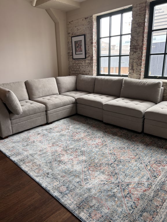 Genevieve Red and Blue Distress Look Area Rug 8x10 | At Home