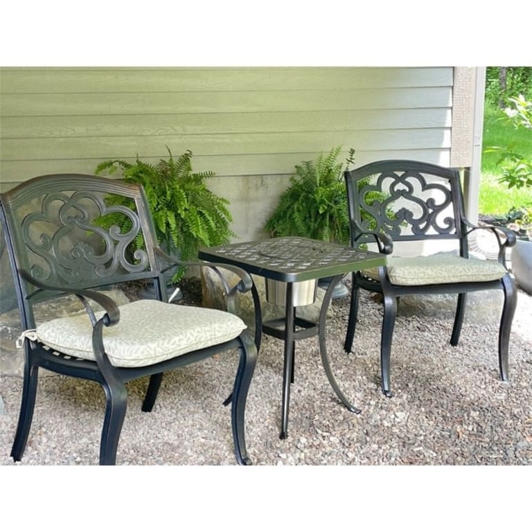 Austin Outdoor 3-piece Cast Aluminum Square Bistro Set by Christopher ...