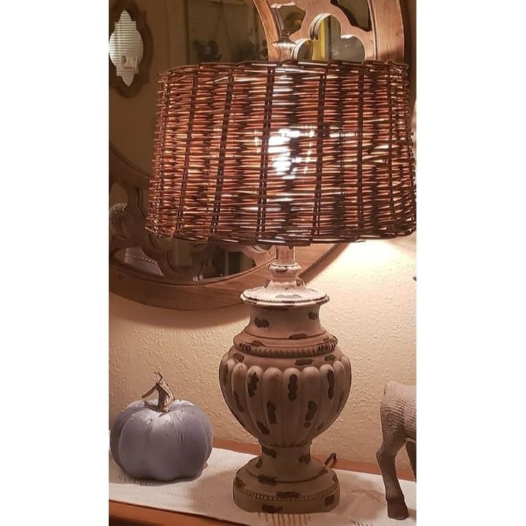 Adeline 33"H Distressed Blue Resin Table Lamp - 33"H x 18"Rnd - Bed ...
