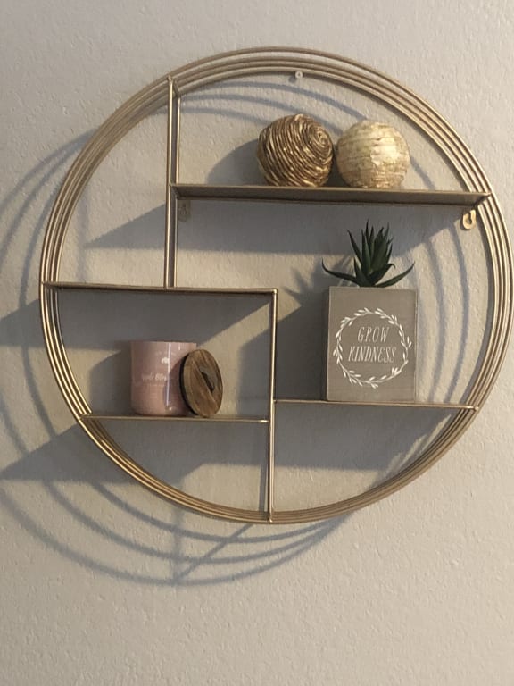 Gold Metal Round Wall Shelf, 24"