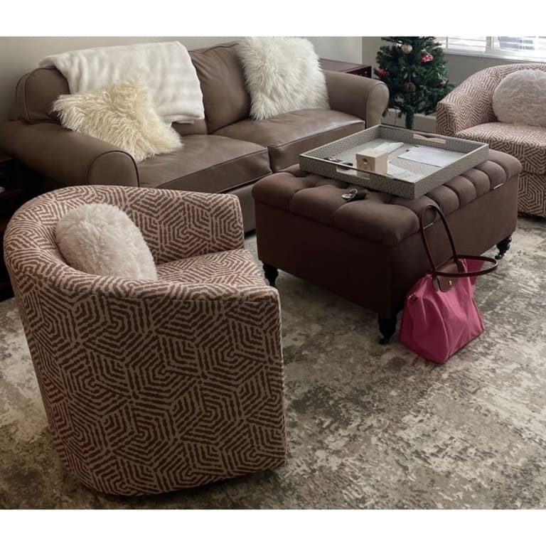 Cuenca Modern Upholstered Barrel Chair with Swivel Base Set of 2 - On ...