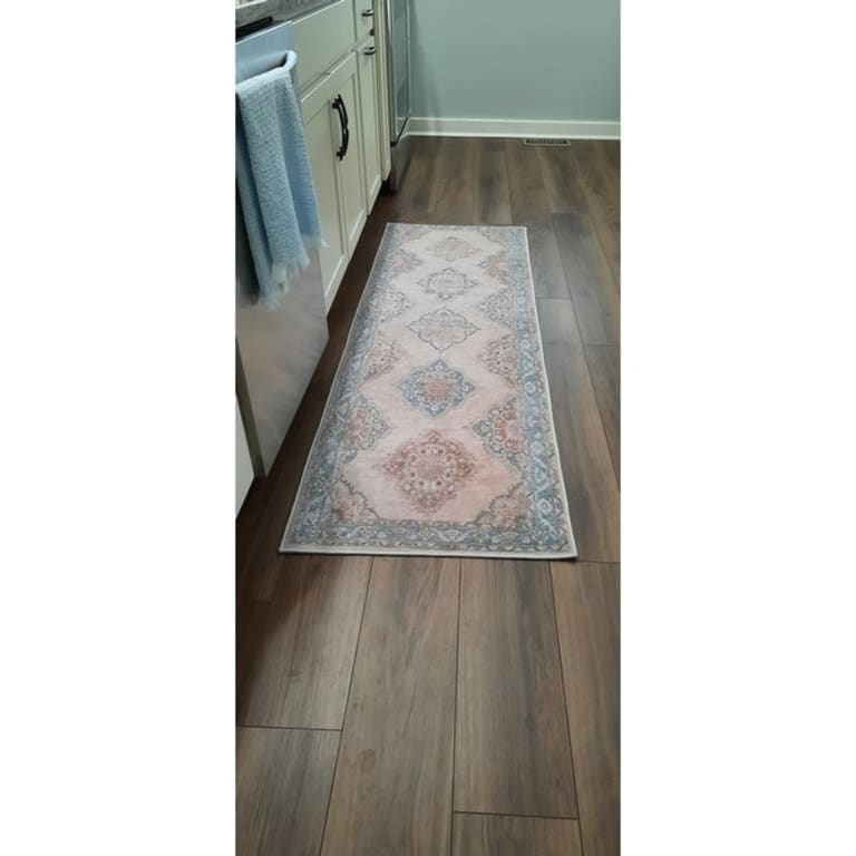 NeverMove Washable Designer Rug by GelPro 24x76 Jillian Dusty Blue - 24 ...
