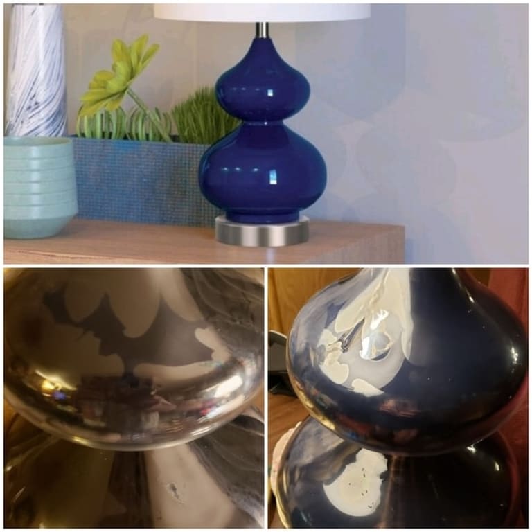 Katrin Glass Double Gourd Table Lamp in Navy Blue - Bed Bath & Beyond ...