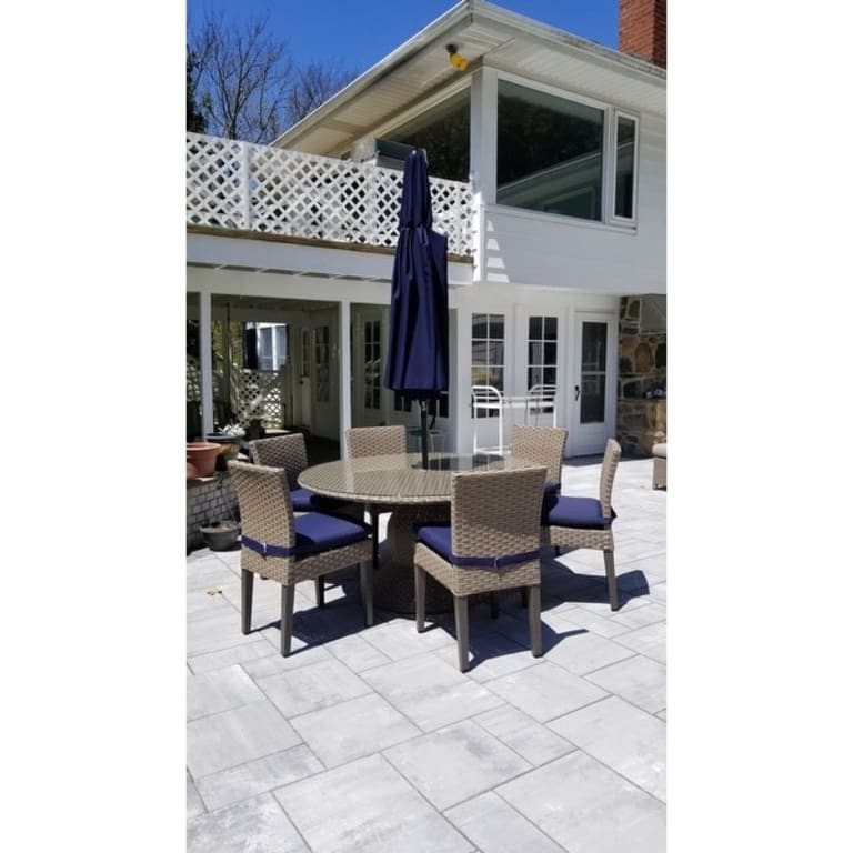 Oasis 60 Inch Outdoor Patio Dining Table With 6 Armless Chairs at Zac ...