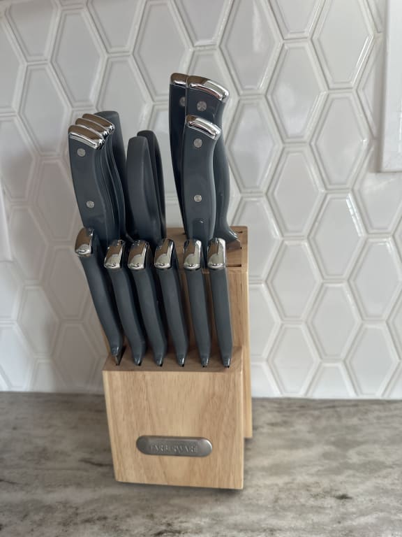Farberware 15-Piece Cutlery Block Set, Grey