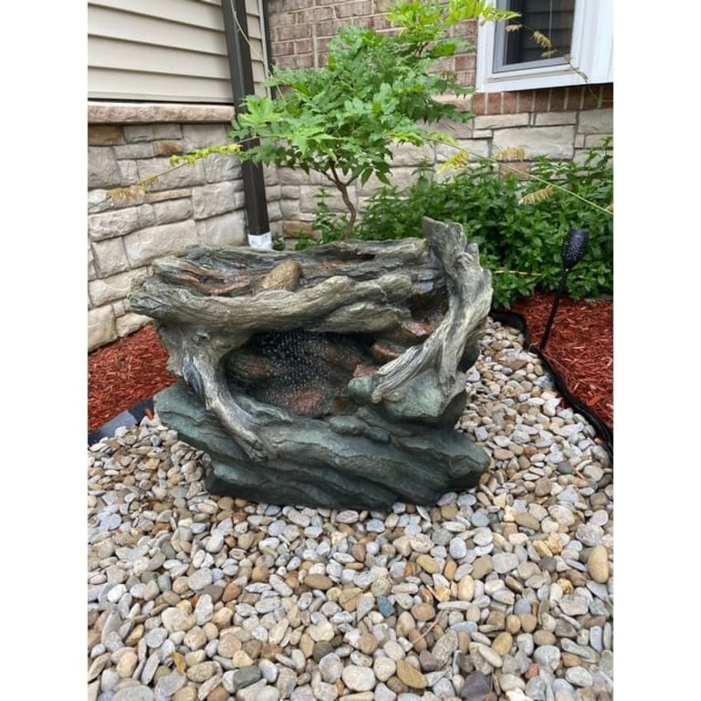 31" LED Woodland Grotto with Stones Outdoor Garden Water Fountain - Bed ...